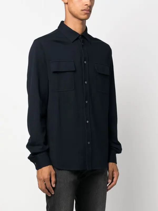 Kiton Logo-embroidered Stretch-cotton Shirt - Blue