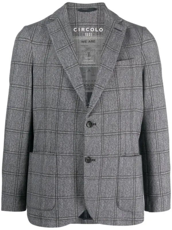 CIRCOLO 1901 Plaid-check Single-breasted Blazer - Blue