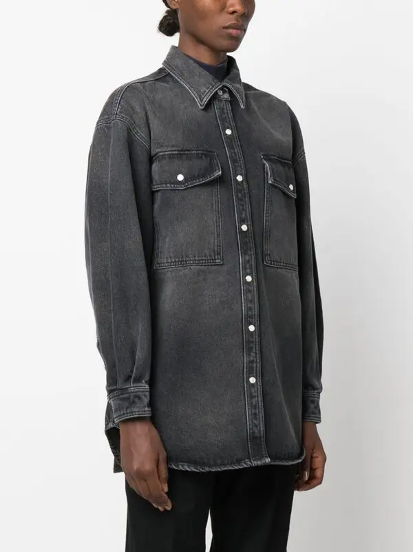 Palm Angels Logo-patch Denim Shirt
