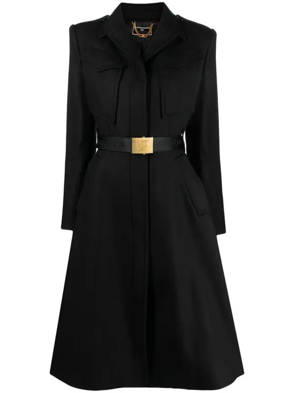 Elisabetta Franchi Logo-detail Belted Coat