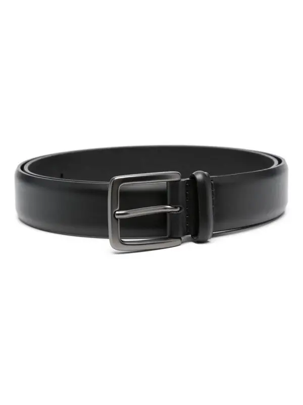 ORTIGNI Leather Buckle Belt - Black