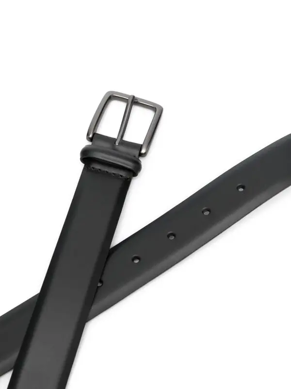 ORTIGNI Leather Buckle Belt - Black