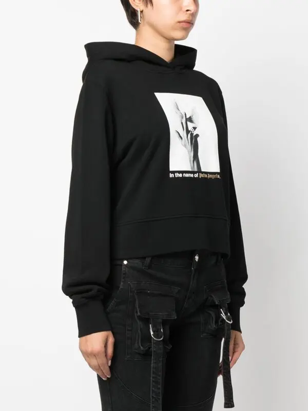 Palm Angels Cropped Photograph Print Hoodie