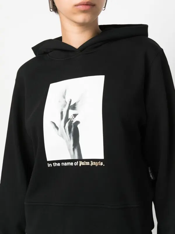 Palm Angels Cropped Photograph Print Hoodie