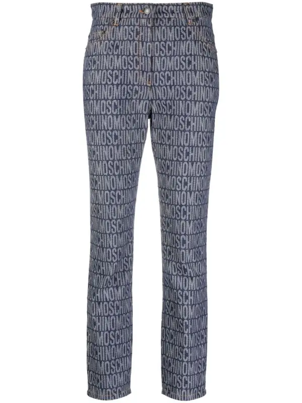 Moschino Logo-jacquard High-rise Slim-cut Jeans