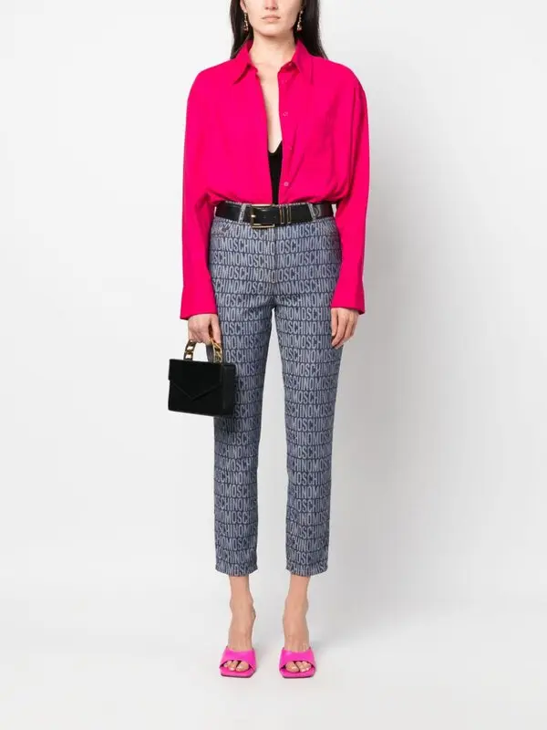 Moschino Logo-jacquard High-rise Slim-cut Jeans