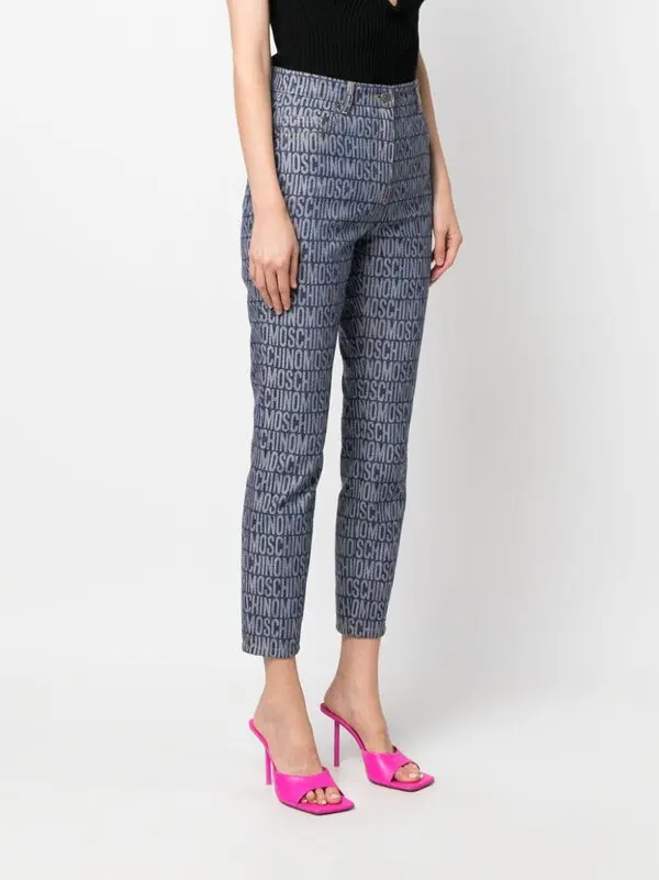 Moschino Logo-jacquard High-rise Slim-cut Jeans