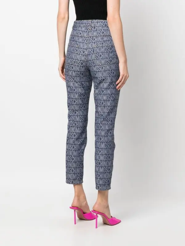 Moschino Logo-jacquard High-rise Slim-cut Jeans
