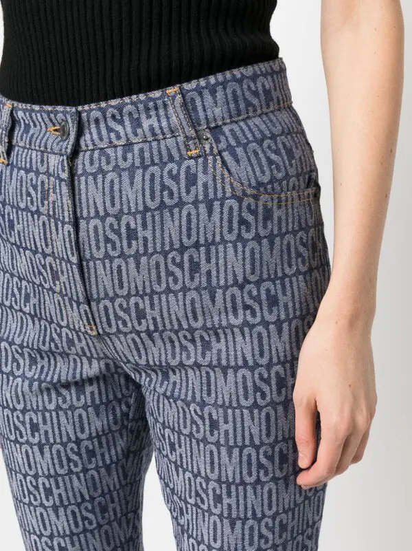 Moschino Logo-jacquard High-rise Slim-cut Jeans