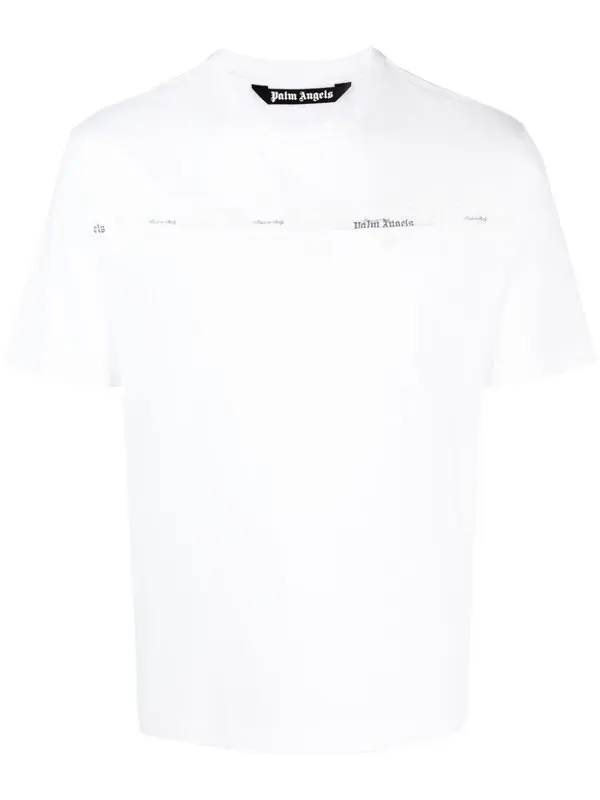 Palm Angels Logo-stripe Crew-neck T-shirt
