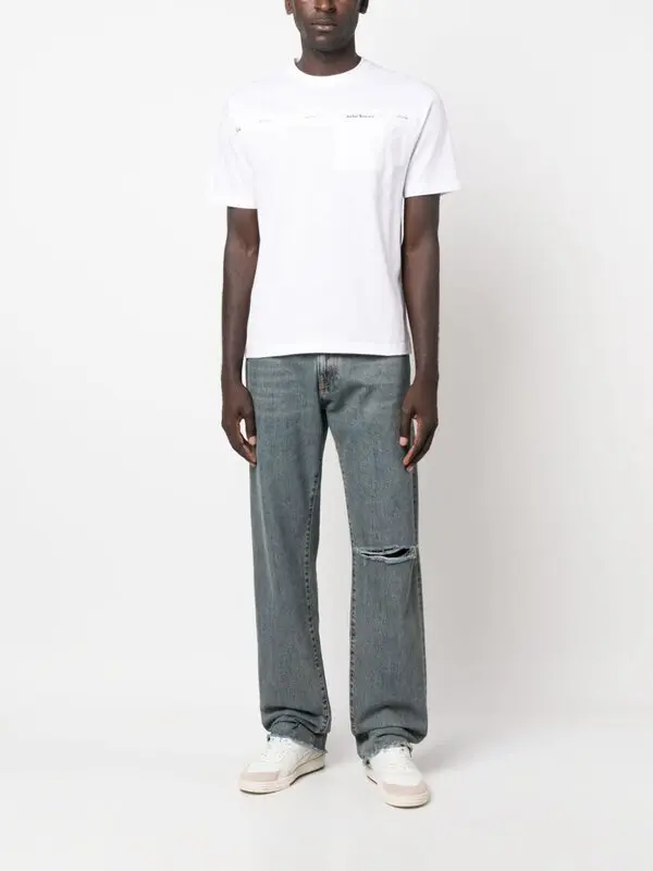 Palm Angels Logo-stripe Crew-neck T-shirt