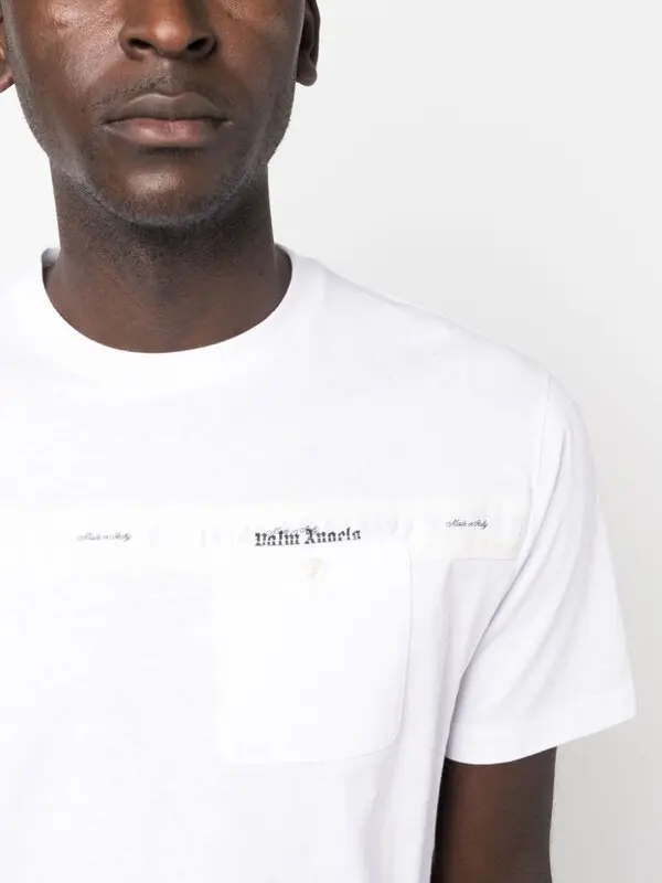 Palm Angels Logo-stripe Crew-neck T-shirt