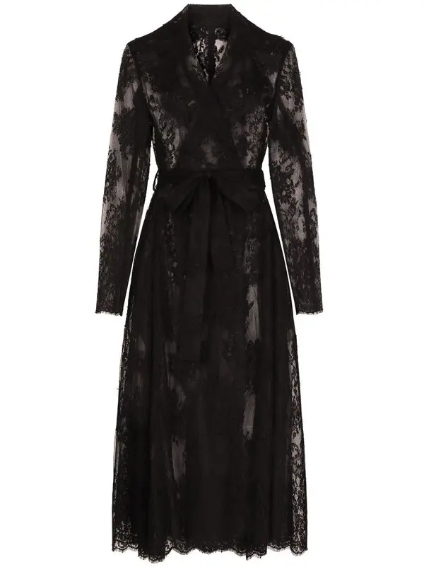 Dolce & Gabbana Lace Panel Long-sleeve Coat