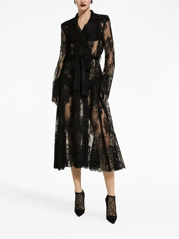 Dolce & Gabbana Lace Panel Long-sleeve Coat