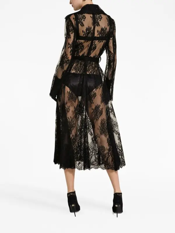 Dolce & Gabbana Lace Panel Long-sleeve Coat