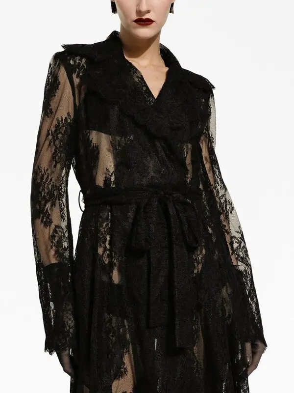 Dolce & Gabbana Lace Panel Long-sleeve Coat