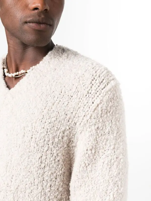 SUNFLOWER Brushed-effect V-neck Jumper - Neutrals