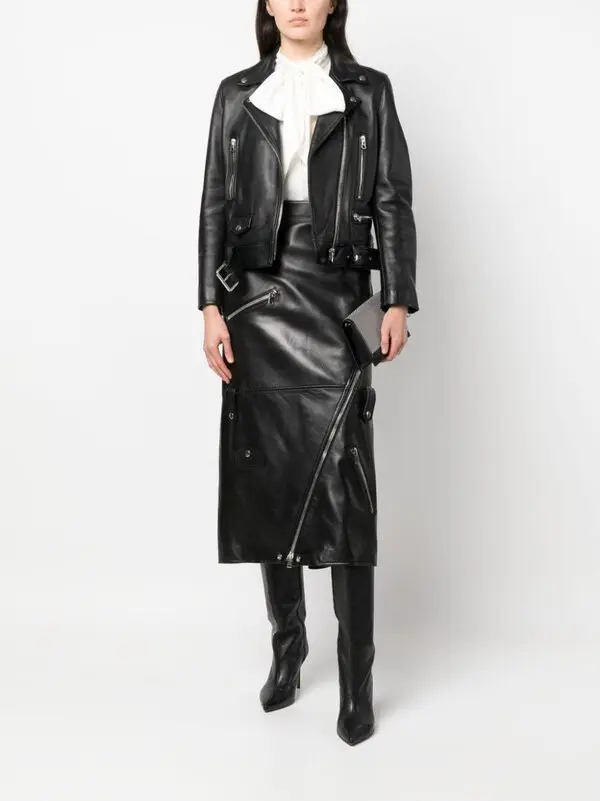 Alexander McQueen High-waisted Leather Skirt