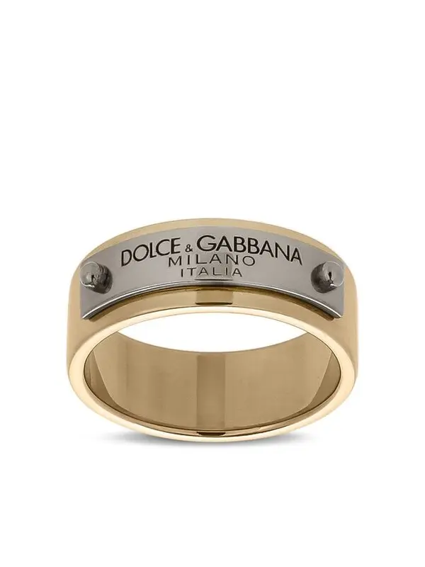 Dolce & Gabbana Engraved-logo Band Ring - Gold