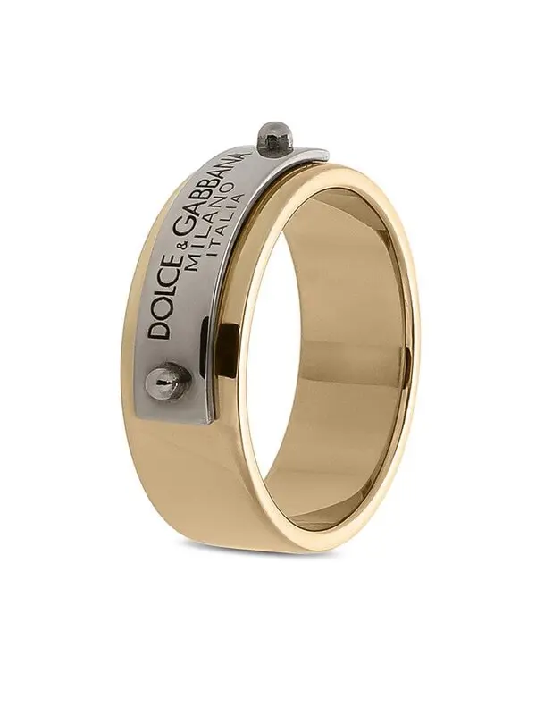 Dolce & Gabbana Engraved-logo Band Ring - Gold