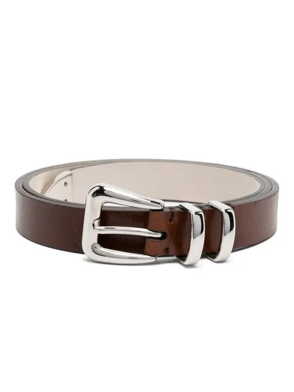 Brunello Cucinelli Etched Leather Belt - Brown