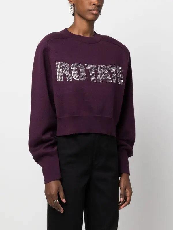 ROTATE BY BIRGER CHRISTENSEN Rhinestone-embellished Logo Sweatshirt - Purple