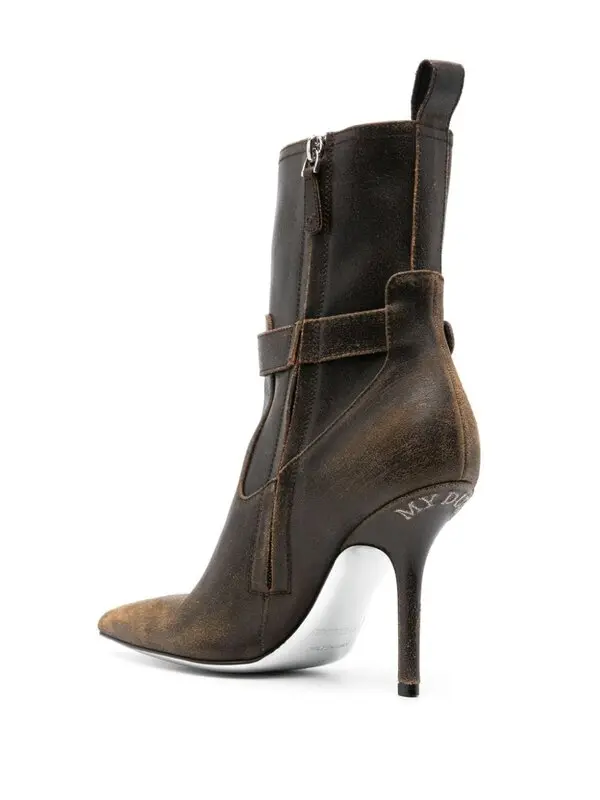 Dsquared2 100mm Distressed Pointed-toe Ankle Boots