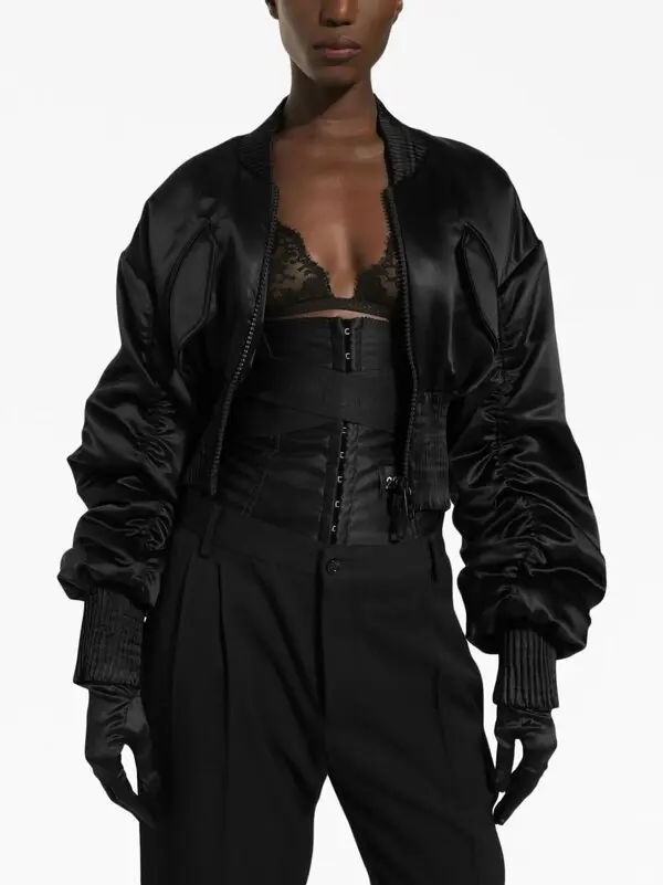 Dolce & Gabbana Satin Zip-up Cropped Jacket