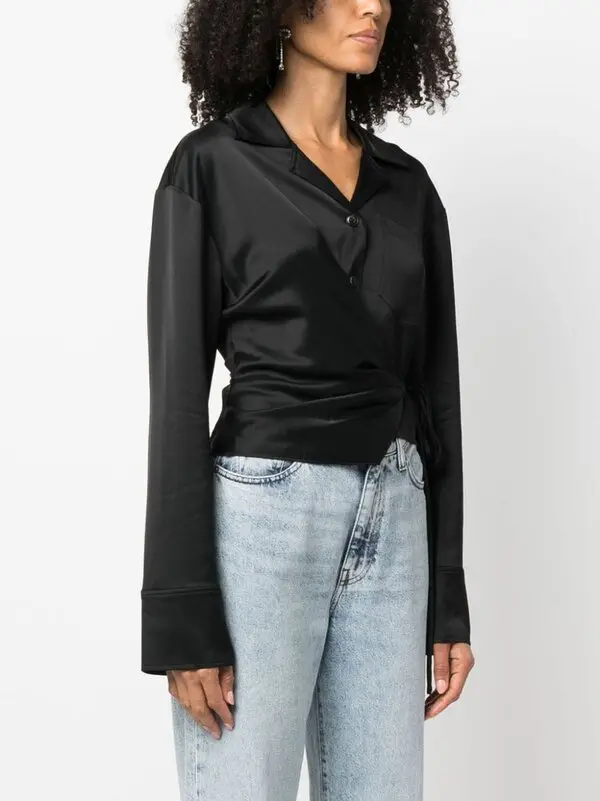 Nanushka Merano Wrap Shirt - Black
