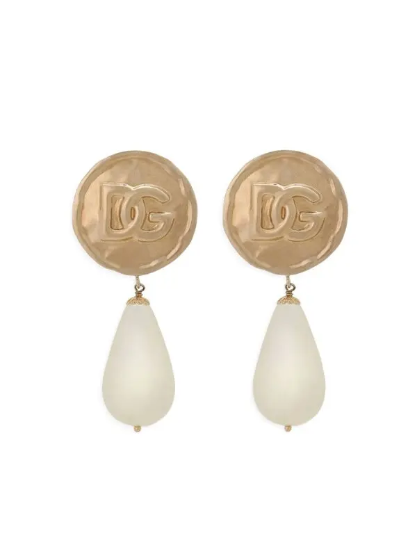 Dolce & Gabbana Logo-embossed Drop Earrings - Gold