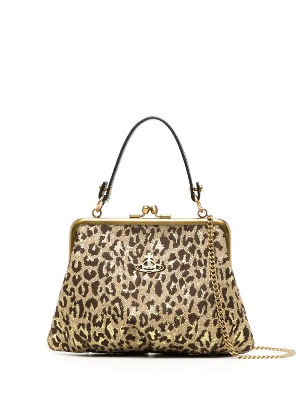 Vivienne Westwood Granny Frame Leopard-Print Mini Bag - Gold