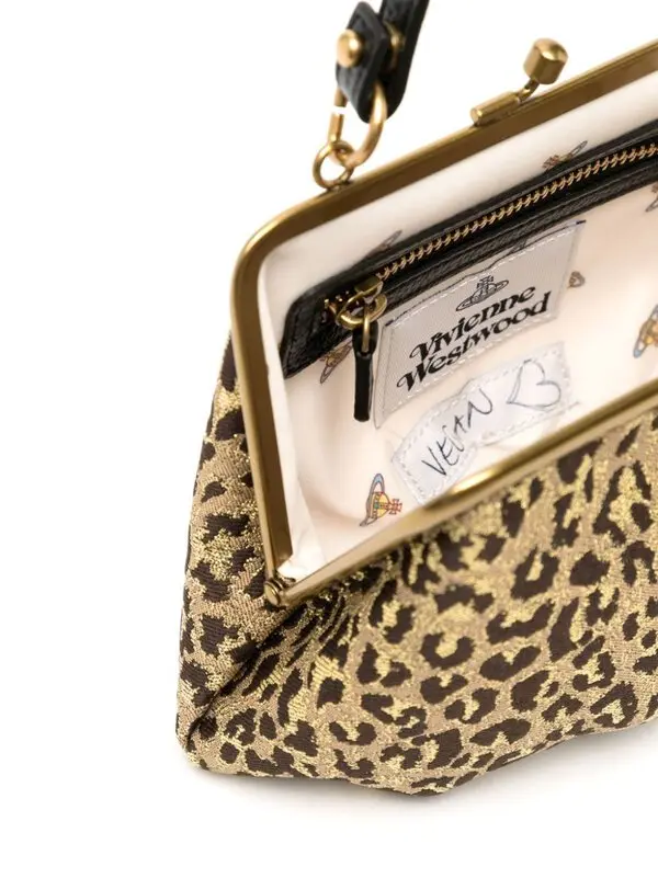 Vivienne Westwood Granny Frame Leopard-Print Mini Bag - Gold