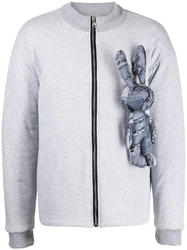 Natasha Zinko Bunny-appliqué Bomber Jacket - Grey
