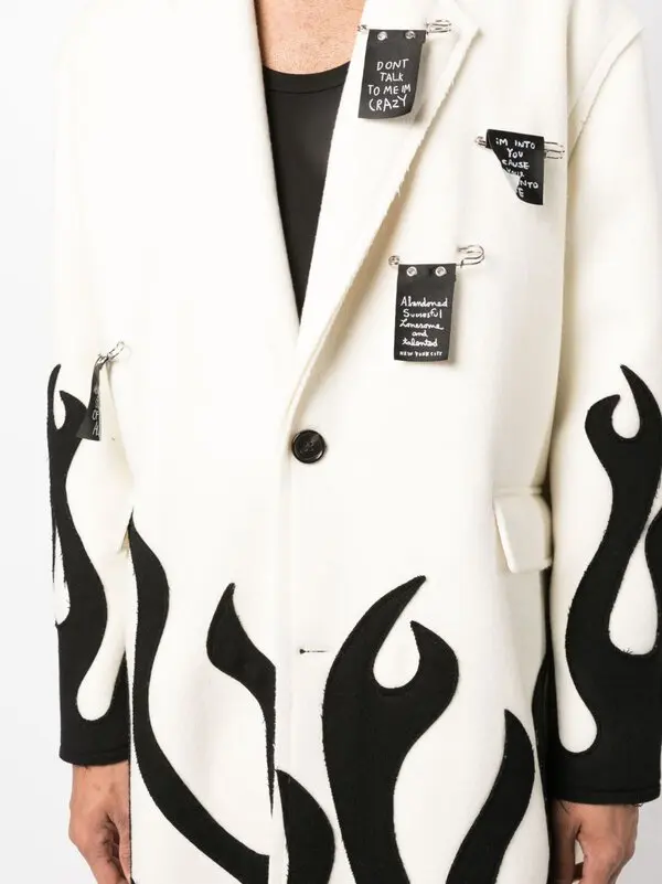 HACULLA. Up In Flames Single-breasted Wool Coat - White