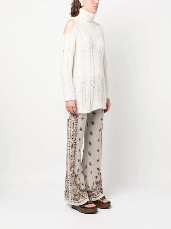 P.a.r.o.s.h Cold-shoulder Cable-knit Jumper