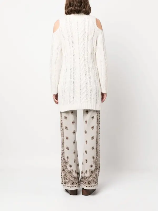 P.a.r.o.s.h Cold-shoulder Cable-knit Jumper