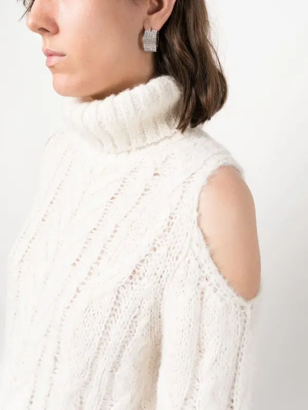 P.a.r.o.s.h Cold-shoulder Cable-knit Jumper