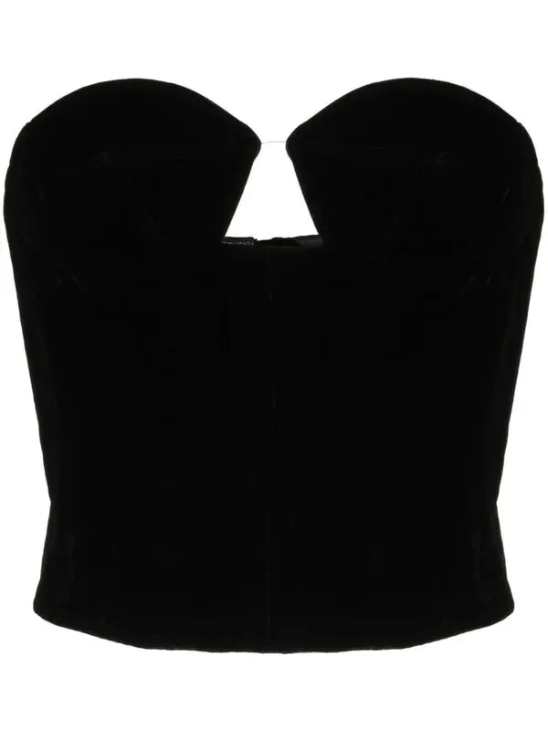 Rokh Cut-out Velvet-effect Bustier