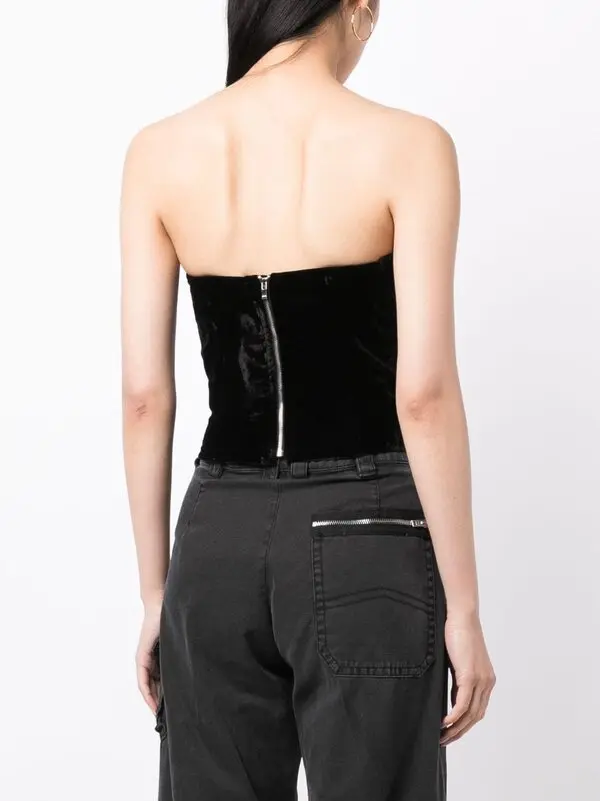 Rokh Cut-out Velvet-effect Bustier