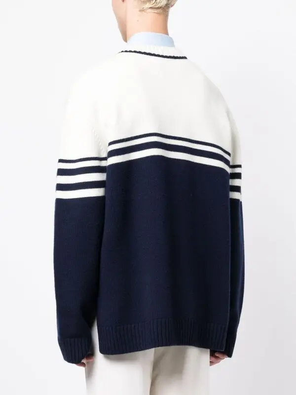 WALES BONNER Two-tone Intarsia-knit Jumper