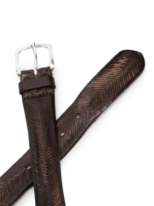 ORTIGNI Herringbone Leather Belt