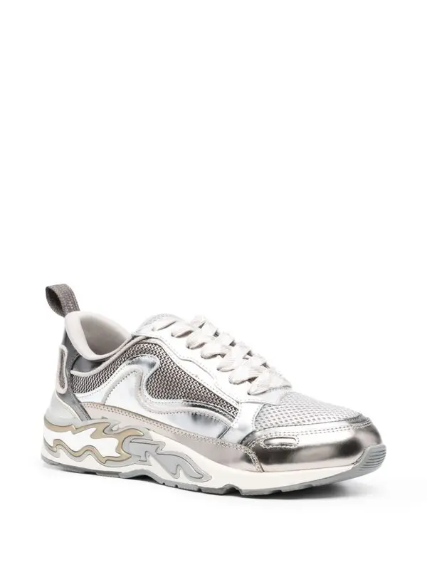Sandro Flame-detail Panelled Sneakers - Silver
