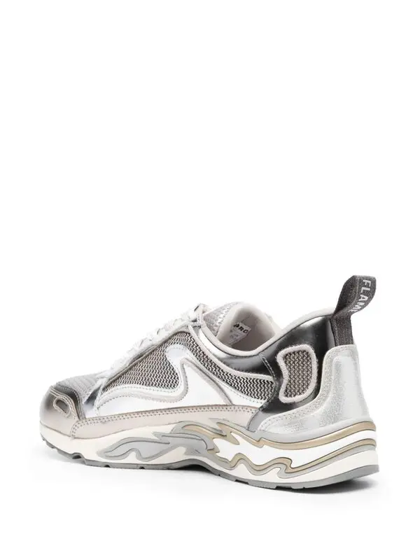 Sandro Flame-detail Panelled Sneakers - Silver