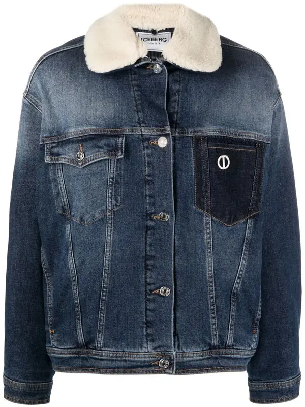 Iceberg Faux-shearling Collar Denim Jacket