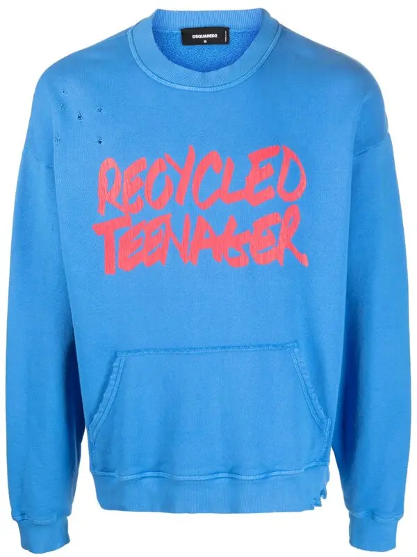 Dsquared2 Slogan-pront Cotton Sweatshirt - Blue