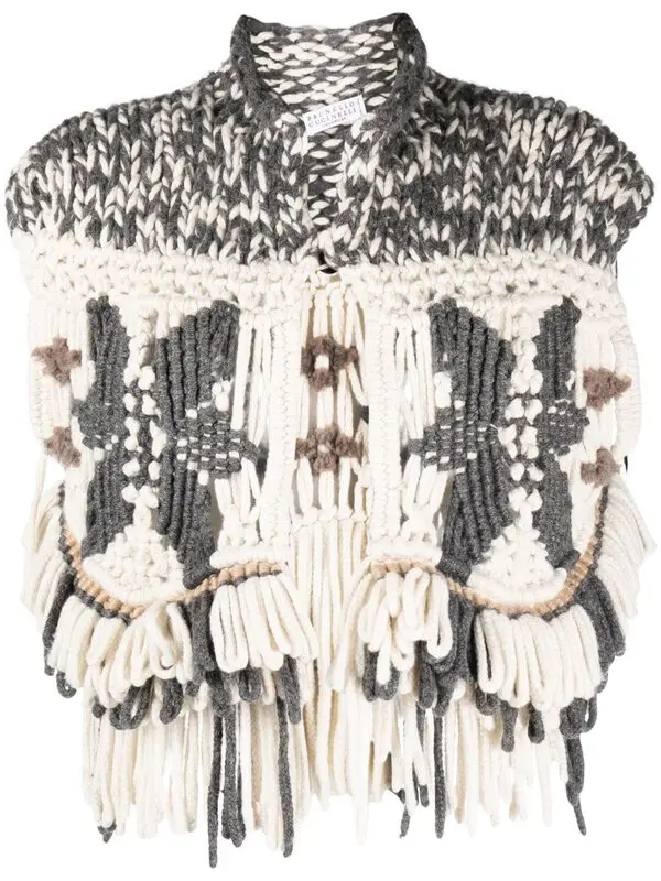 Brunello Cucinelli Embroidered Cardigan - White