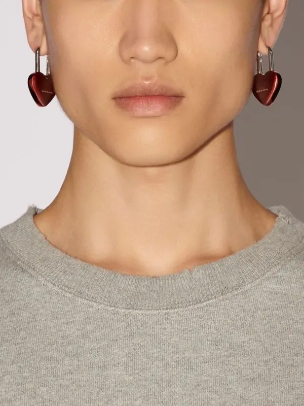 Ambush Fire Heart Padlock Earrings - Red | Editorialist
