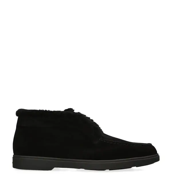 Santoni Suede Ankle Boots - Black