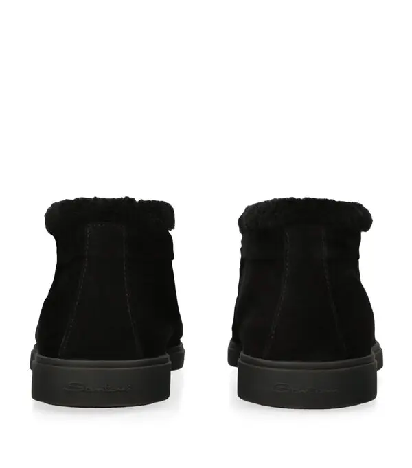 Santoni Suede Ankle Boots - Black