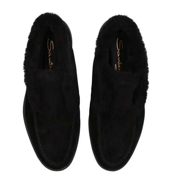 Santoni Suede Ankle Boots - Black